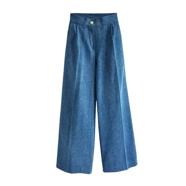 L2R THE LABEL Wide-leg Pants In Denim - Blue