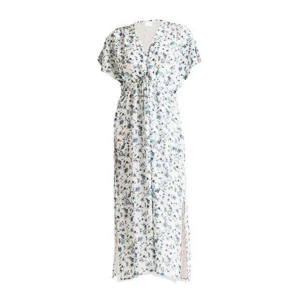 REISTOR Gathered Maxi Crepe Dress - Blue