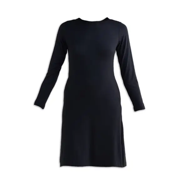 REISTOR High Crew Neck Elbow Sleeves Fitted Dress - Black