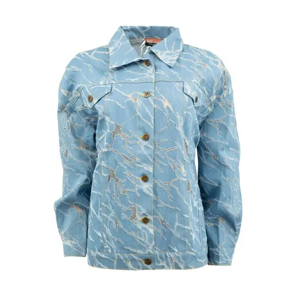 MAUI X LOLITA Blair Transparent Marbled Denim Jacket - Blue
