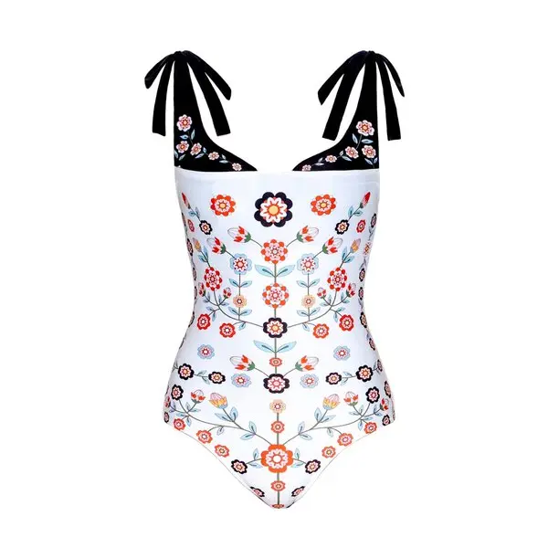 JESSIE ZHAO NEW YORK White / Black Ballerina One-piece Swimsuit White - White/black