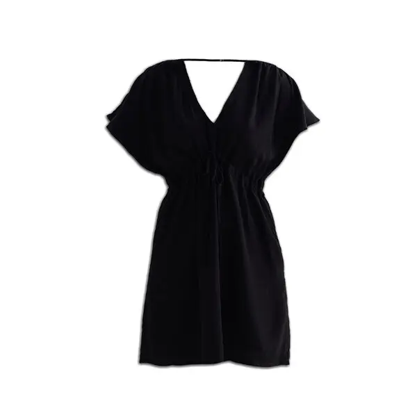 REISTOR Short Gathered Crepe Dress - Black
