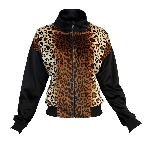 LALIPOP DESIGN Leopard Print Bomber Jacket - Black