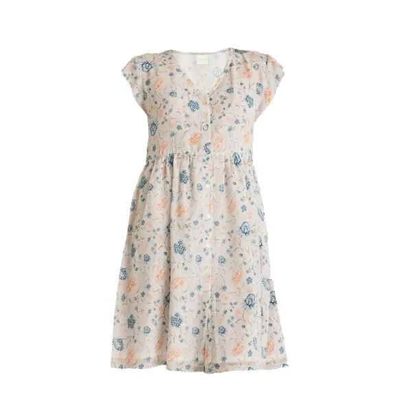 REISTOR Cap Sleeved Short Crepe Dress In Florals - Blue