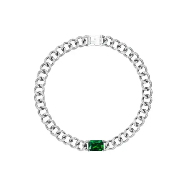 Arte Madrid Pet It On Cuban Chain Choker Necklace Emerald - Green