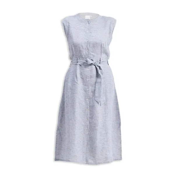 REISTOR Back Cut Out Linen Dress - Grey