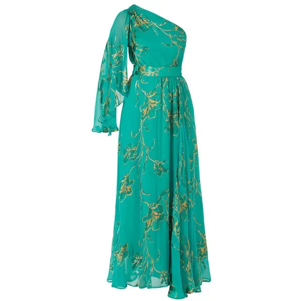 SACHA DRAKE Lorelei Maxi Dress In Jade Gold Floral - Blue