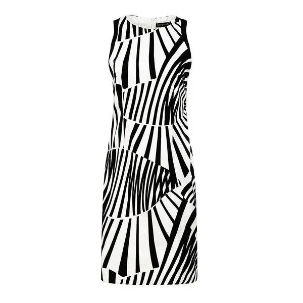 CONQUISTA Fitted Sleeveless Print Dress - Black