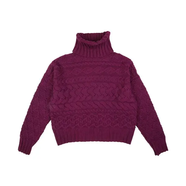 GIGI KNITWEAR Cable Sweater In Burgundy - Red