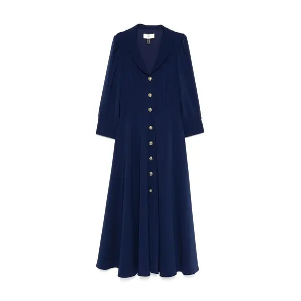 NISSA Crepe Midi Dress Navy - Blue