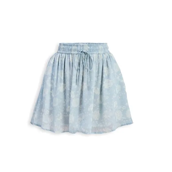 REISTOR Drawstring Short Skirt In Florals - Blue