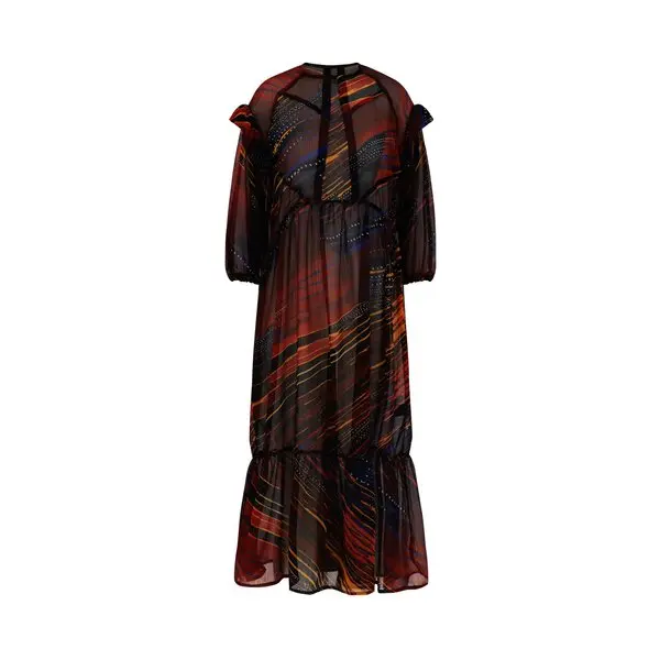 NUMBAT Sahara Printed Sheer Midi Dress - Black