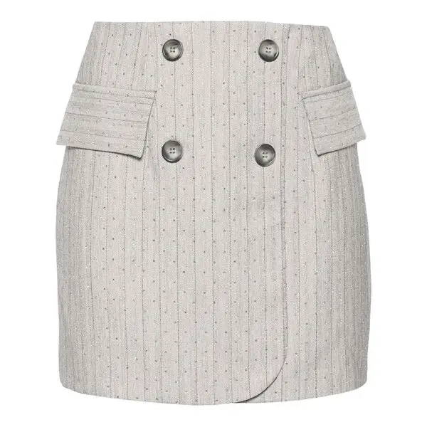 NISSA Crystal-embellished Mini Skirt - Grey