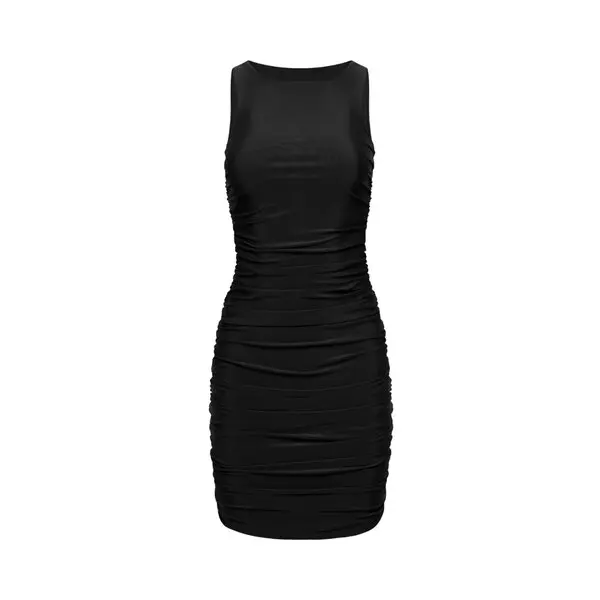 PLAYALUXE Ibiza Ruched Mini Dress - Black