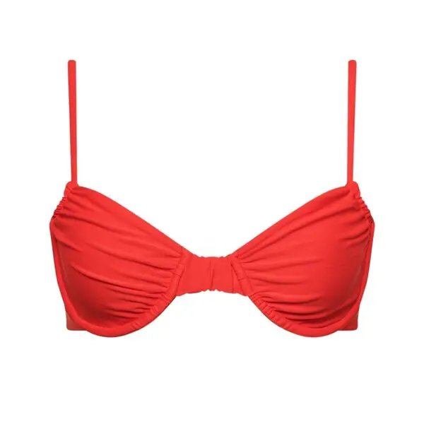 PLAYALUXE Capri Ruched Underwire Bikini Top - Red
