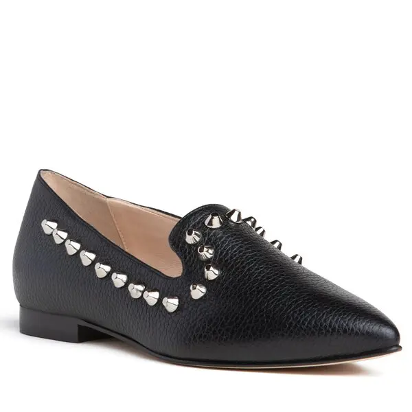 BEAUTIISOLES BY ROBYN SHREIBER Celeste Leather Oxford Loafer With Studs - Black