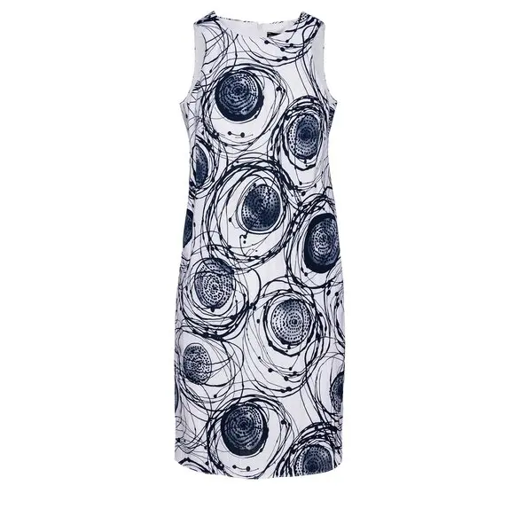CONQUISTA Print Sleeveless Sack Dress In Navy - Blue