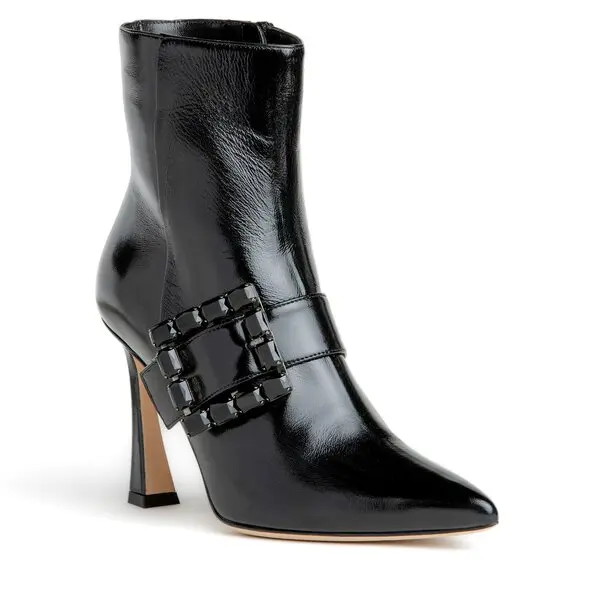 BEAUTIISOLES BY ROBYN SHREIBER Tammi Patent Leather Comfortable Ankle Bootie Valentine Evening Party - Black