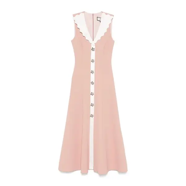 NISSA Rose-detail Midi Dress - Pink