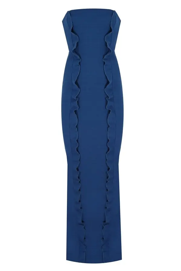 NO'DESIGN Ruffled Strapless Maxi Dress - Blue