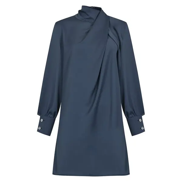 MAVLO Draped Satin Mini Dress - Blue