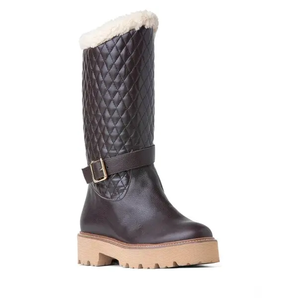 BEAUTIISOLES BY ROBYN SHREIBER Tulsa Leather Lug Sole Winter Boot - Brown