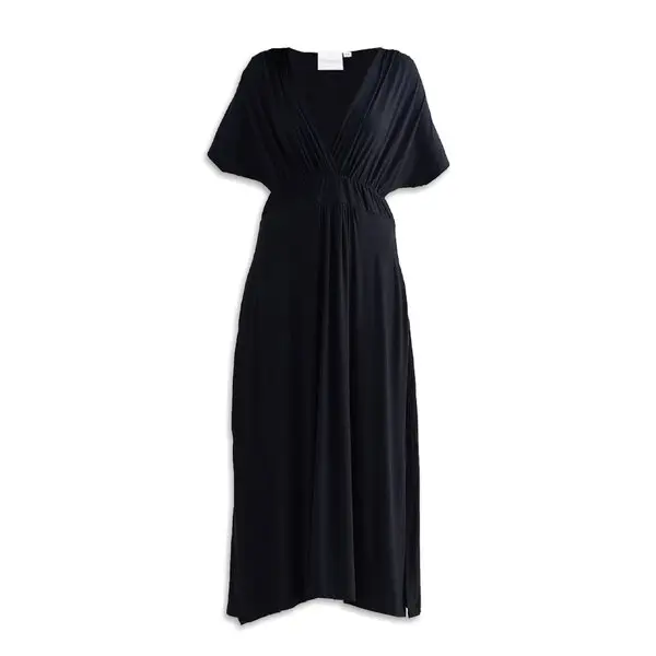 REISTOR Flowy A-line Maxi Dress With Side Slits - Black