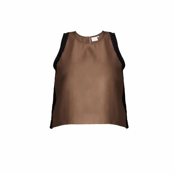 REISTOR Sleeveless Color Block Top In And Black - Brown