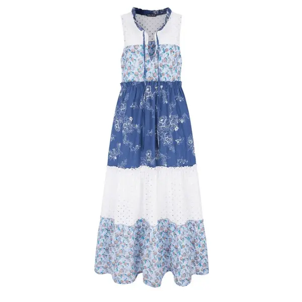 CARA & THE SKY Maisie Floral Sleeveless Boho Maxi Summer Dress - Blue