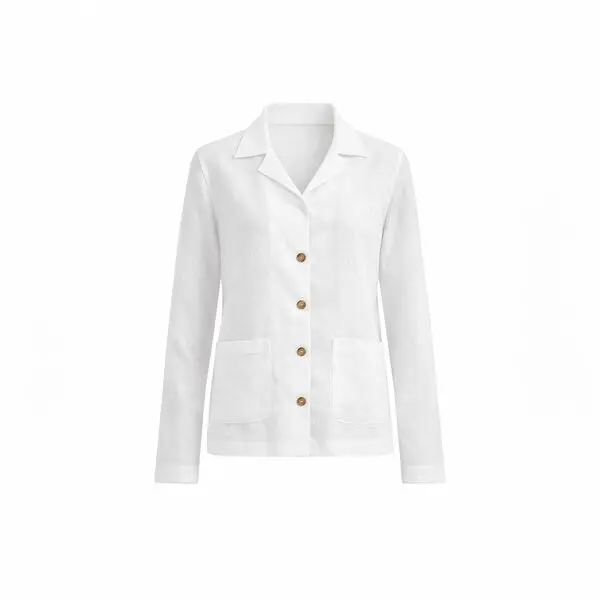Haris Cotton Linen Jacket With Pockets - White