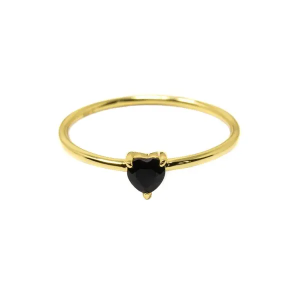 NASI SILVER Yours Heart Ring- Onyx- Gold - Black