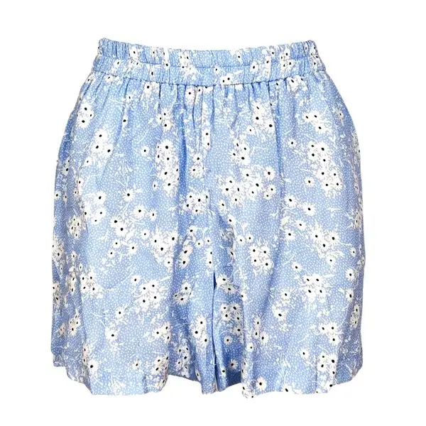 L2R THE LABEL Blue / White Floral Light Blue Print Linen Boxer Shorts - Blue/white