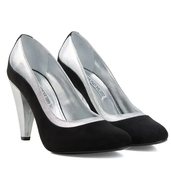 ROSAMUND MUIR LONDON Black / Silver Jemima Black Suede & Silver Heels - Black/silver
