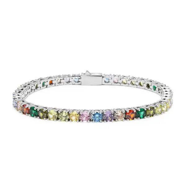 NIALAYA JEWELRY Multicolor Tennis Bracelet With - Silver