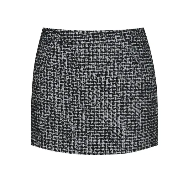 MISS CIRCLE NEW YORK Sandra Black & White Tweed Mini Skirt - Black/white