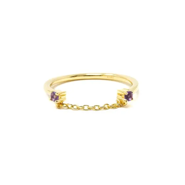NASI SILVER Twogether Chain Ring- Amethyst, Gold - Yellow