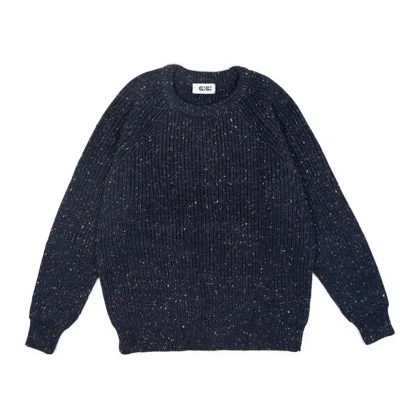 GIGI KNITWEAR Adam Fisherman Sweater In Navy Speckle - Blue