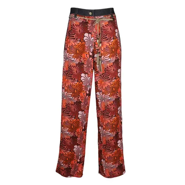 LALIPOP DESIGN Neutrals Hibiscus Floral Print Wide-leg Pants - Red