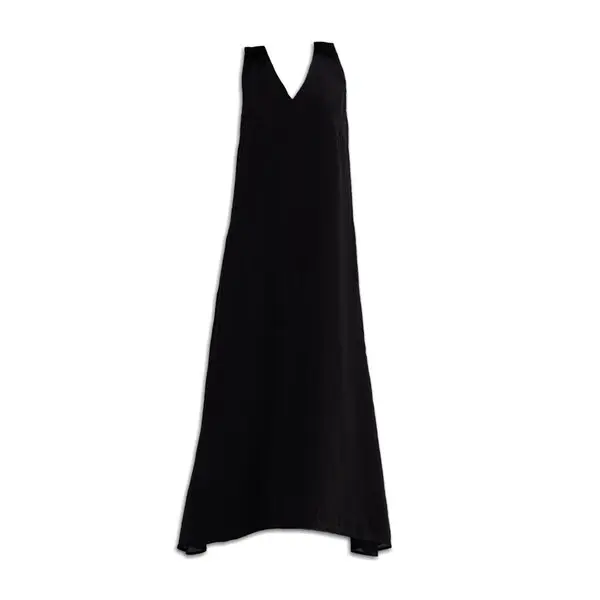 REISTOR Crossed In Chic Sleeveless Maxi Crepe Dress - Black