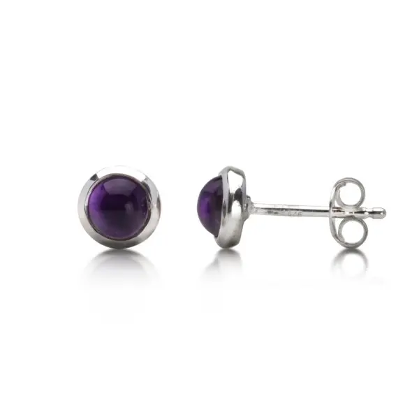 THE JEWELLERY STORE LONDON Round Amethyst Studs In Sterling - Silver