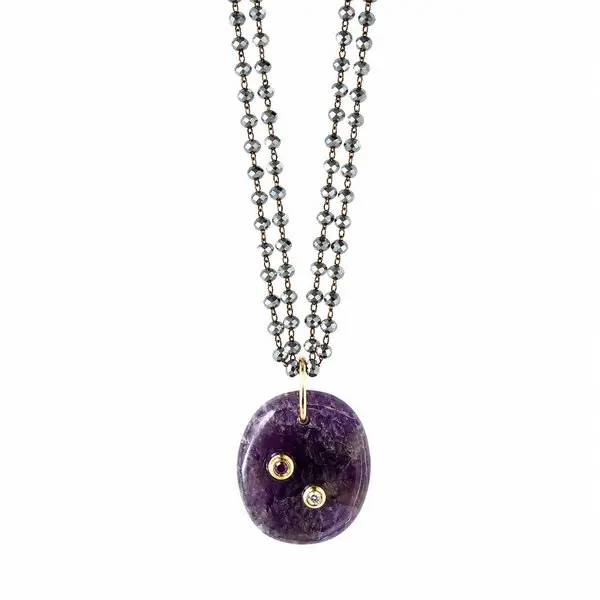 Persia Donà Jewelry Amethyst X Hematite Chain Necklace - Silver