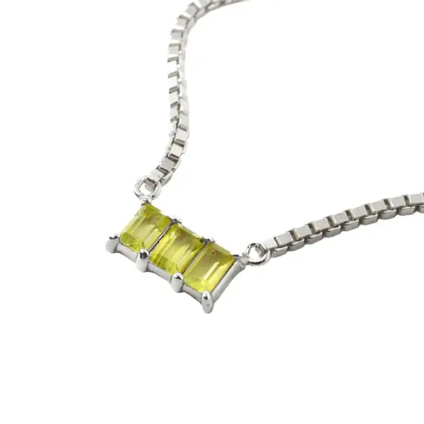NASI SILVER Kadima Baguette Necklace- Peridot Silver - Green