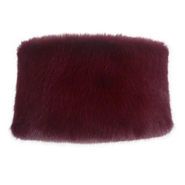 MISS CIRCLE NEW YORK Darla Burgundy Faux Fur Off-shoulder Cropped Top - Red