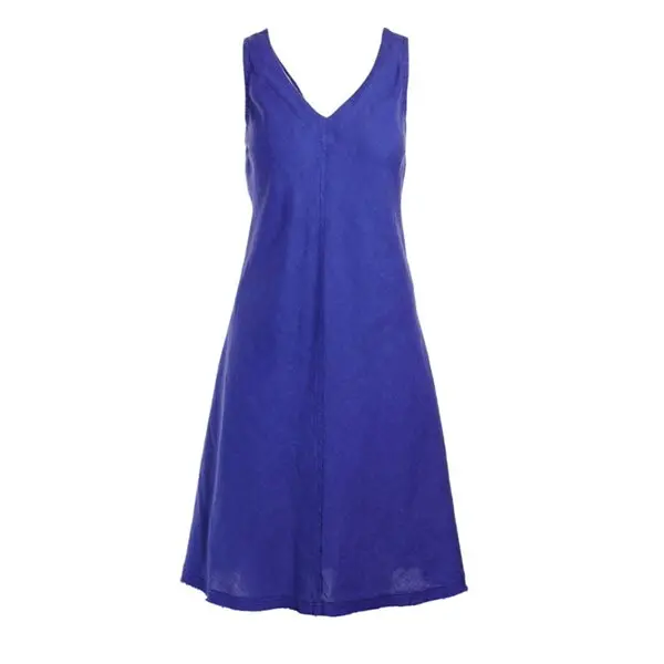 Haris Cotton V Neck Linen Cami Dress Sapphire - Blue