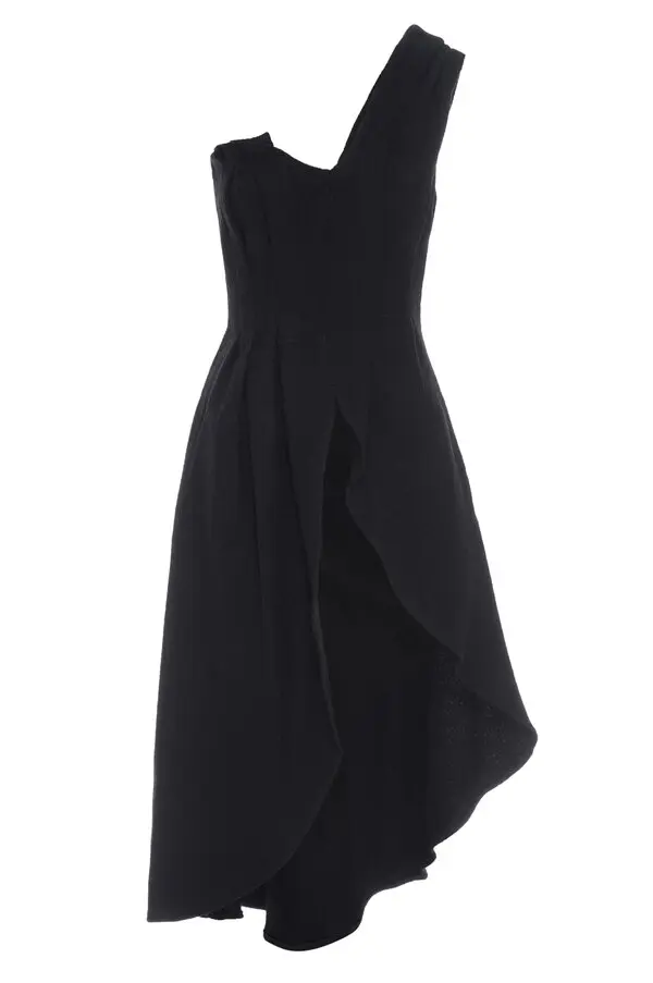 LAHIVE Billy Jean Asymmetrical Tweed Top - Black