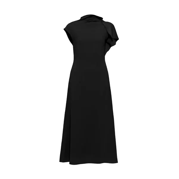 NISSA A-line Crepe Dress - Black