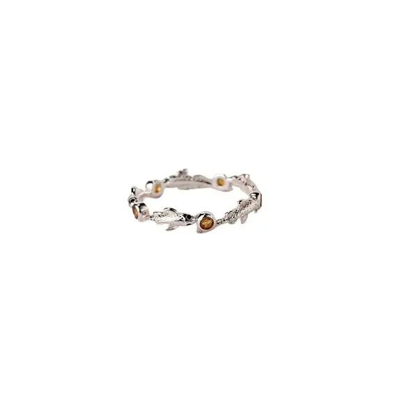 NASI SILVER Eternity Neshama Fish Band- Citrine - Silver