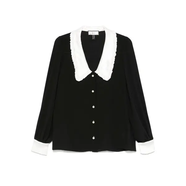 NISSA Pearl-detail Shirt - Black