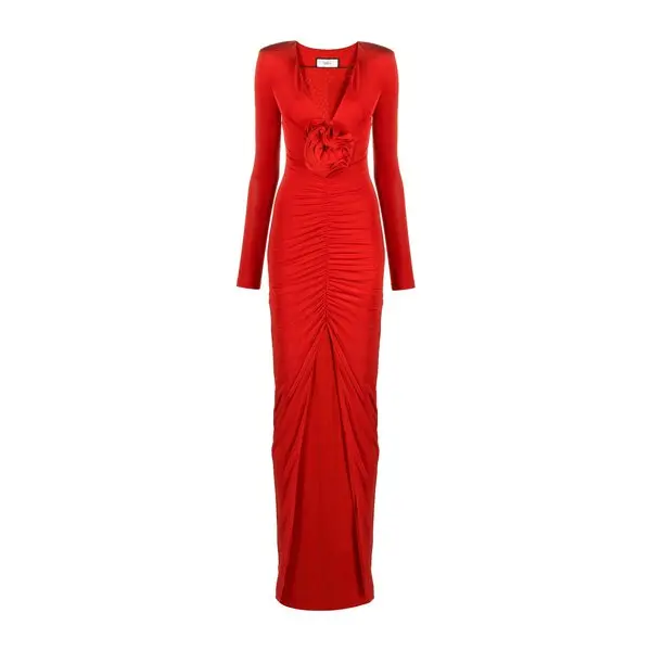 NISSA Floral-detailing Maxi Dress - Red