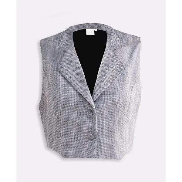 REISTOR Cropped Cotton Tweed Vest - Grey